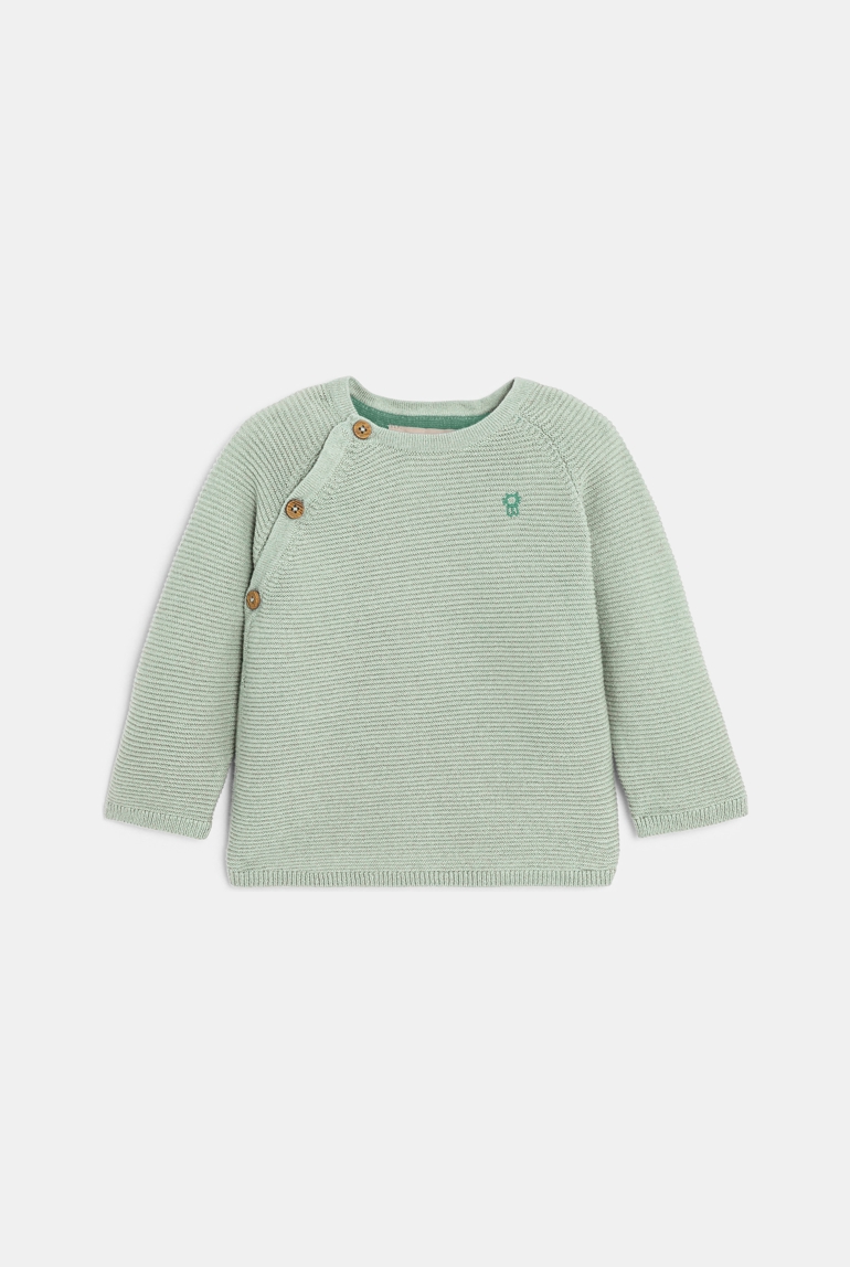 Newborn's wrap-around green knitted jumper Okaïdi & Obaïbi Newborn's wrap-around green knitted jumper Okaïdi & Obaïbi
